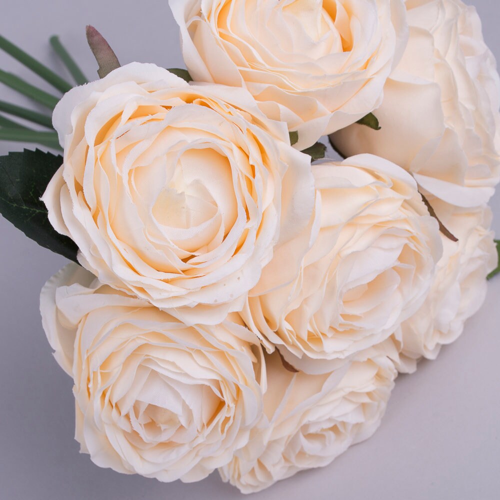 Peach Roses Bouquet Artificial White Tall Roses Peach Rose - Etsy