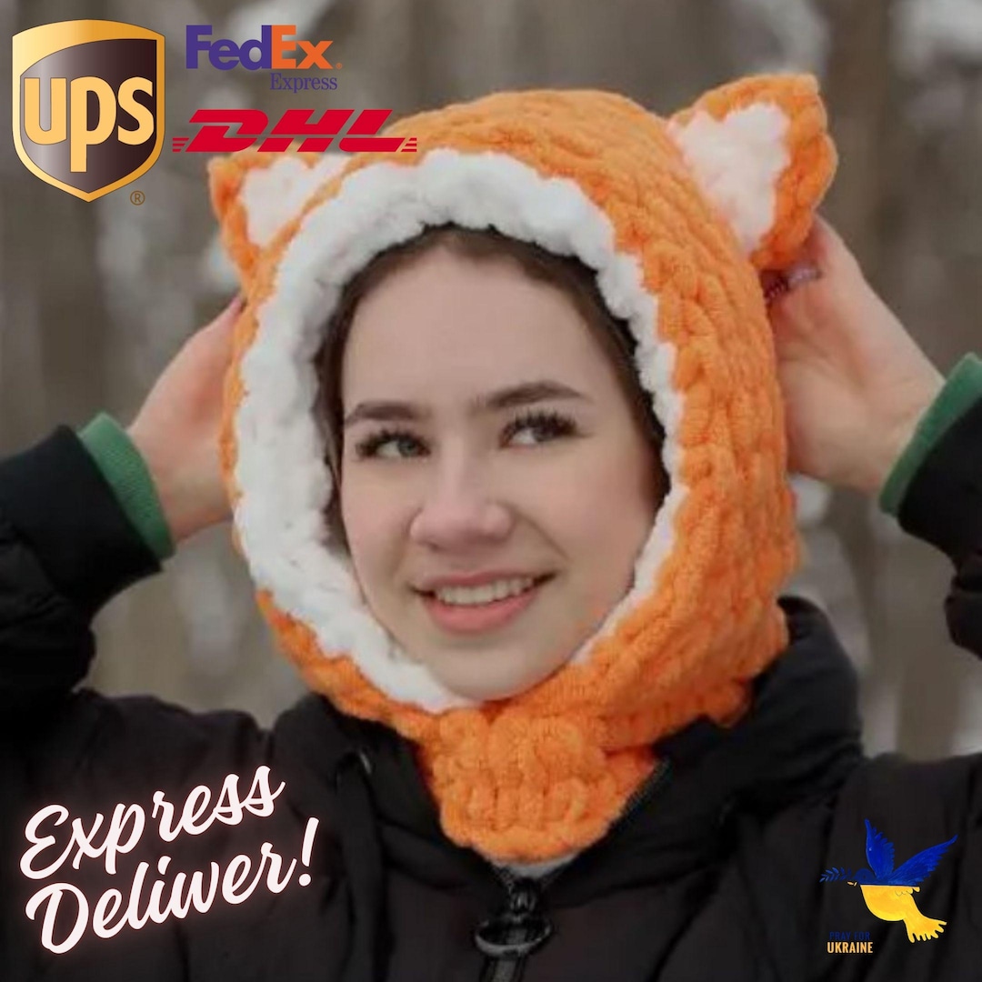 Crochet Knitted Fox Ears, Knitted Hood and Gloves, Crochet Bear Ears ...