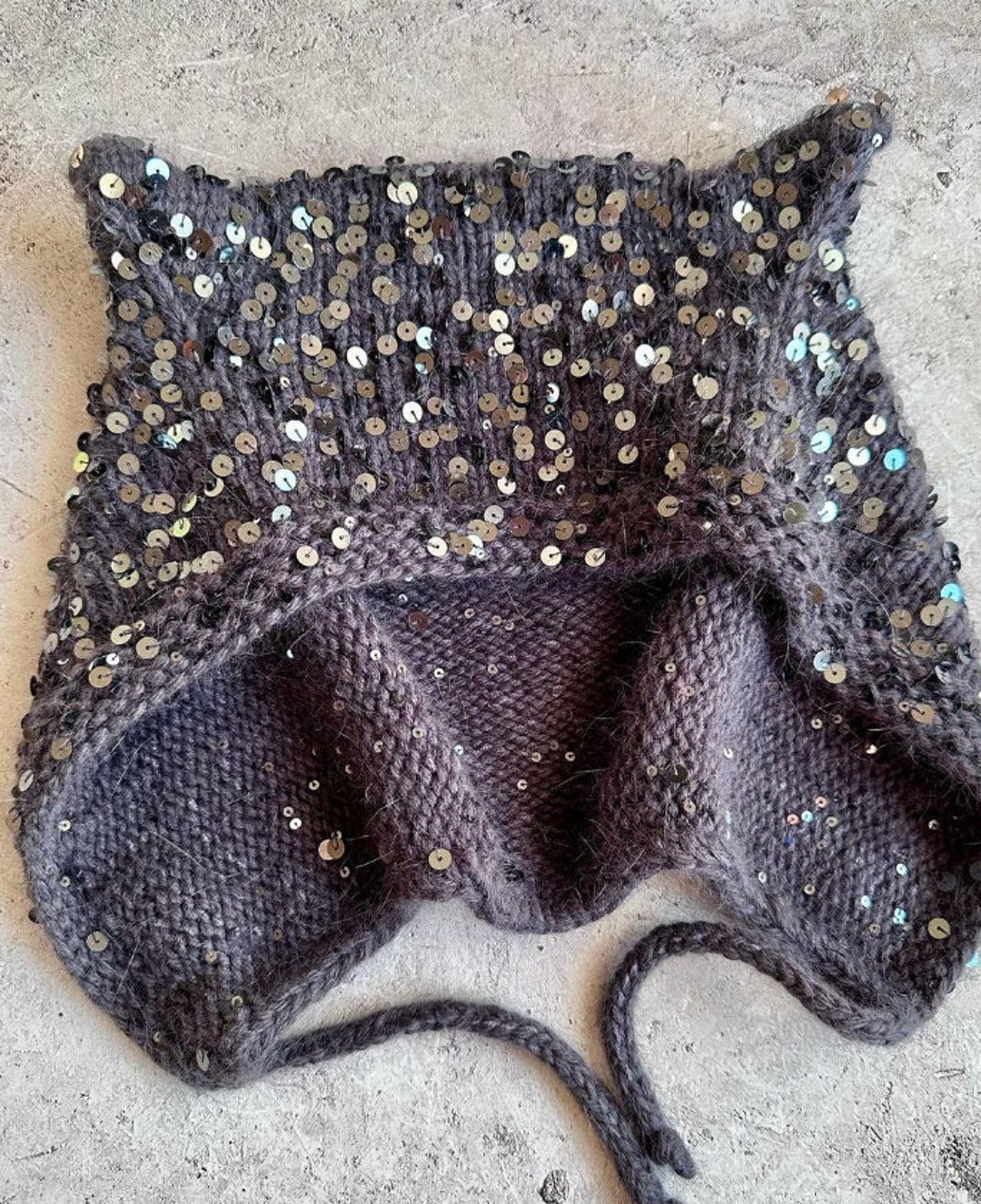 Knit Kitty Adult Bonnet/cat Ears Bonnet Adult/angora Knitted Bonnet Hat ...