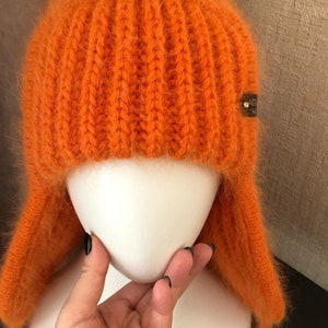 Woolen Cap With Ear Flaps, 90% Angora Wool Knitted Men Cap, Winter Hat ...