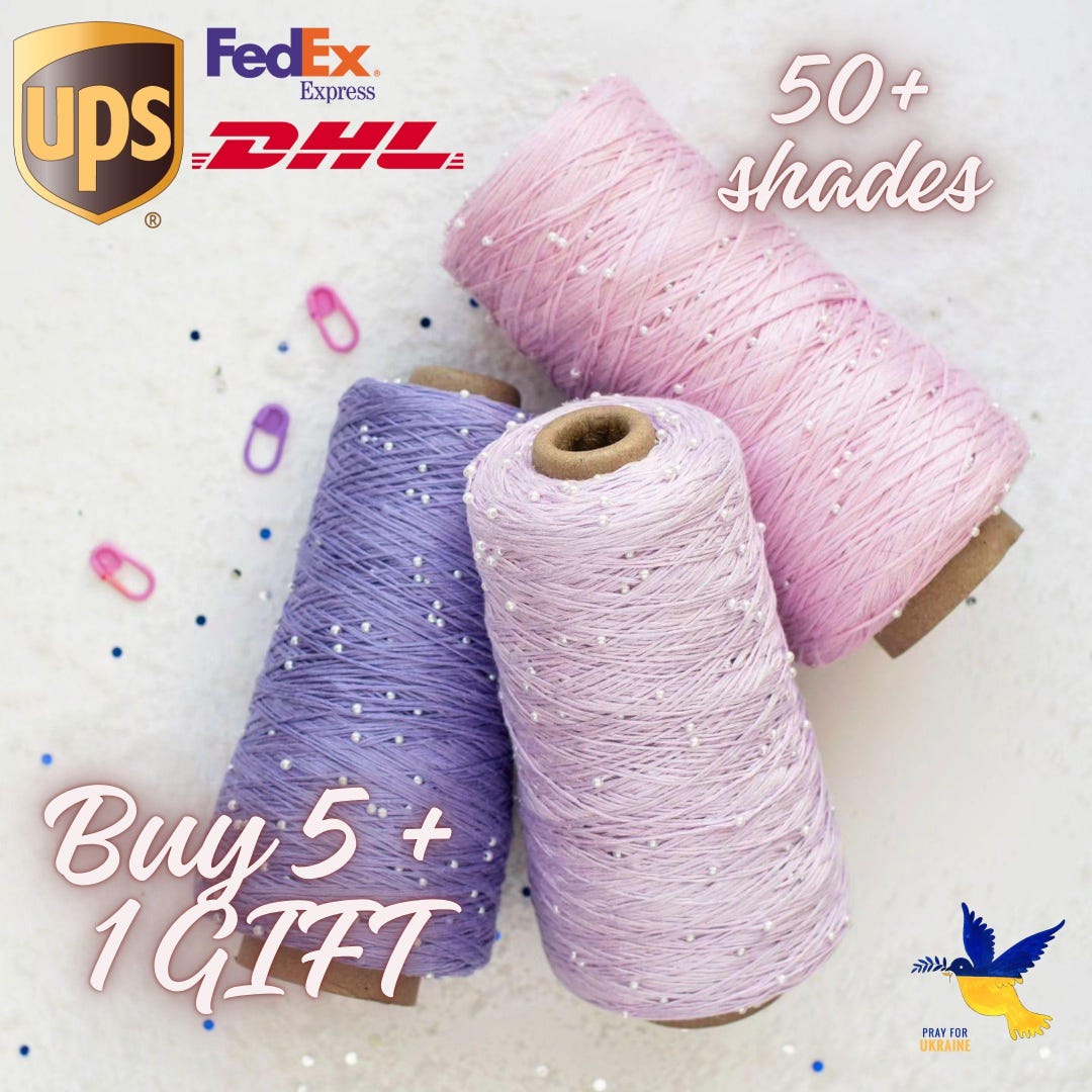 Pearly Yarn, Beaded Yarn, Lustrosa, Cotton Wool Pearl Yarn, Luxury ...