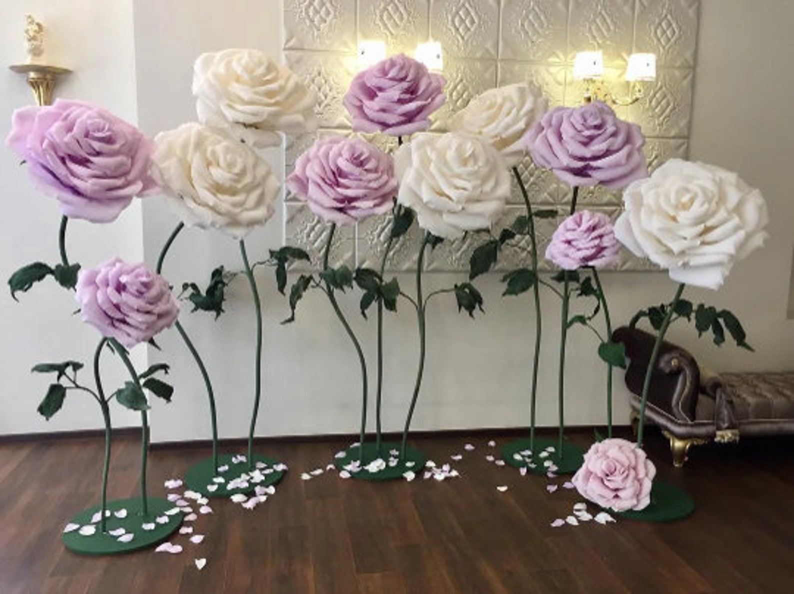 Roses Paper Flower Wall Paper Flower Backdrop Wedding Wall Wedding ...