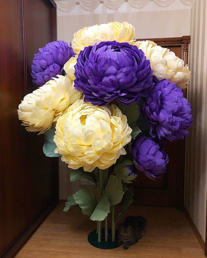 Giant Paper Flower With Stem Huge Paper Peony Photo Prop - Etsy