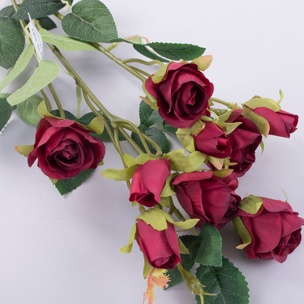 Red Single Rose, Tall Artificial Red Roses Arrangement, Burgundy Rose ...
