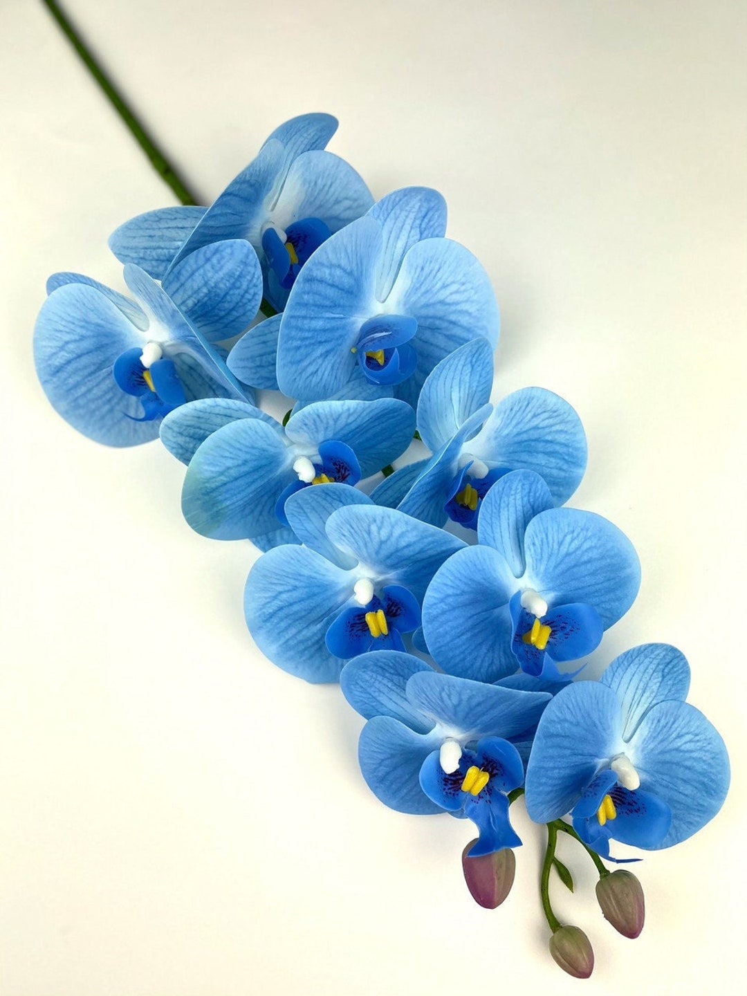 Blue Orchid 9 Heads, Bright Blue Orchid Stem, Artificial Orchids, Latex ...