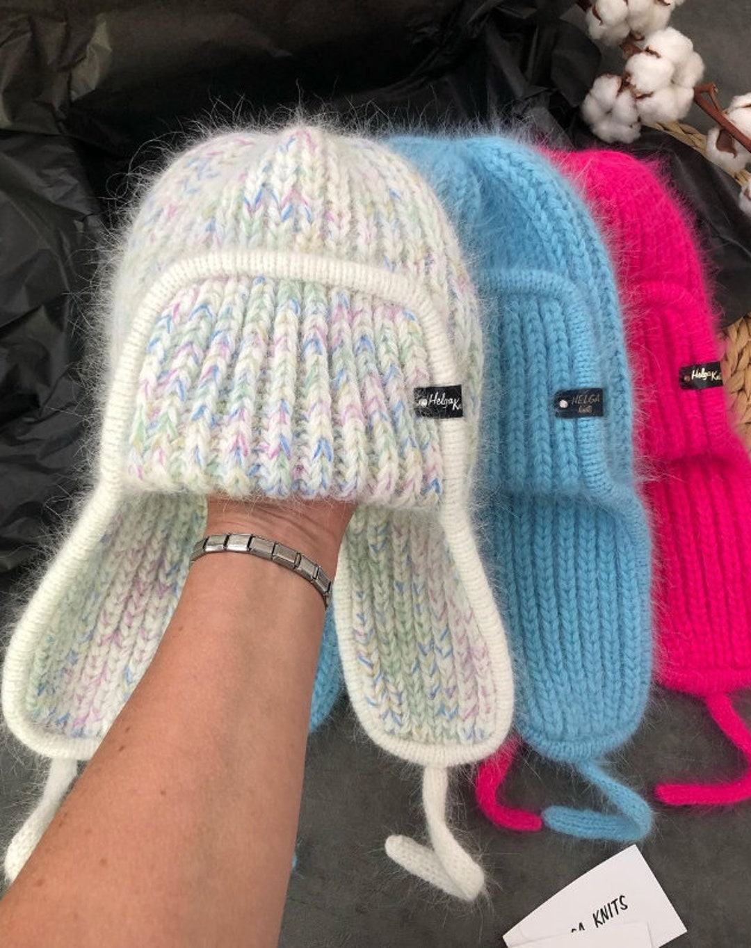 Woolen Cap With Ear Flaps, 90% Angora Wool Knitted Men Cap, Winter Hat ...