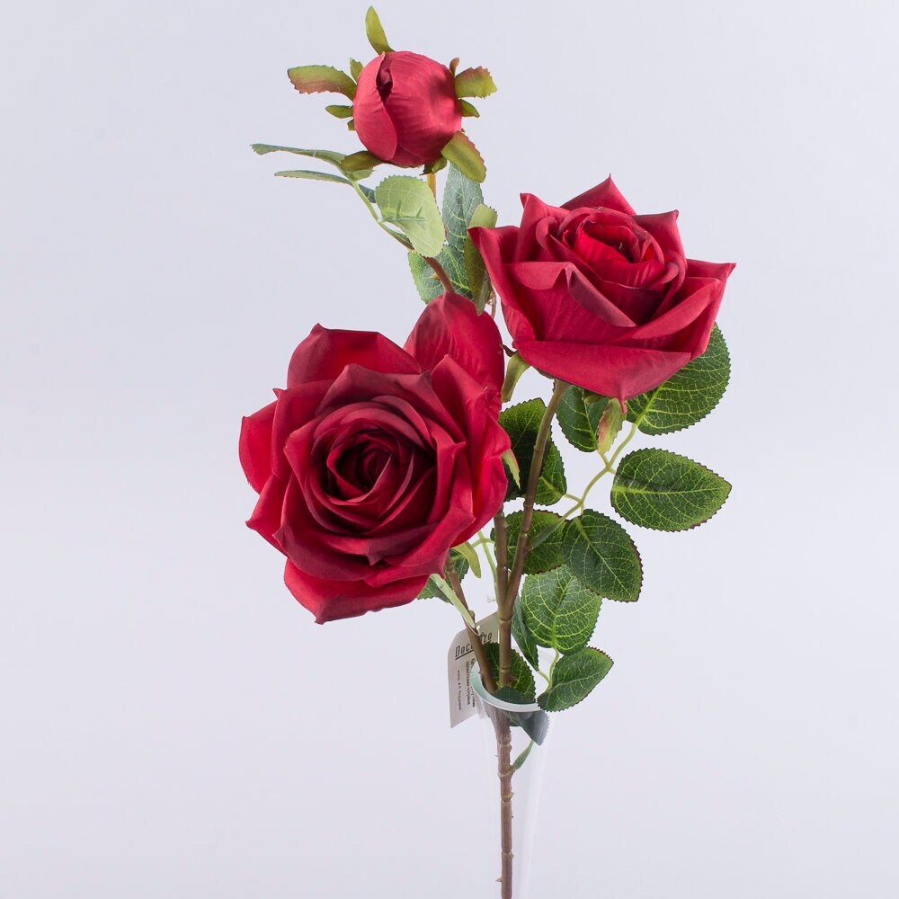 Red Single Rose, Tall Artificial Red Roses Arrangement, Burgundy Rose ...