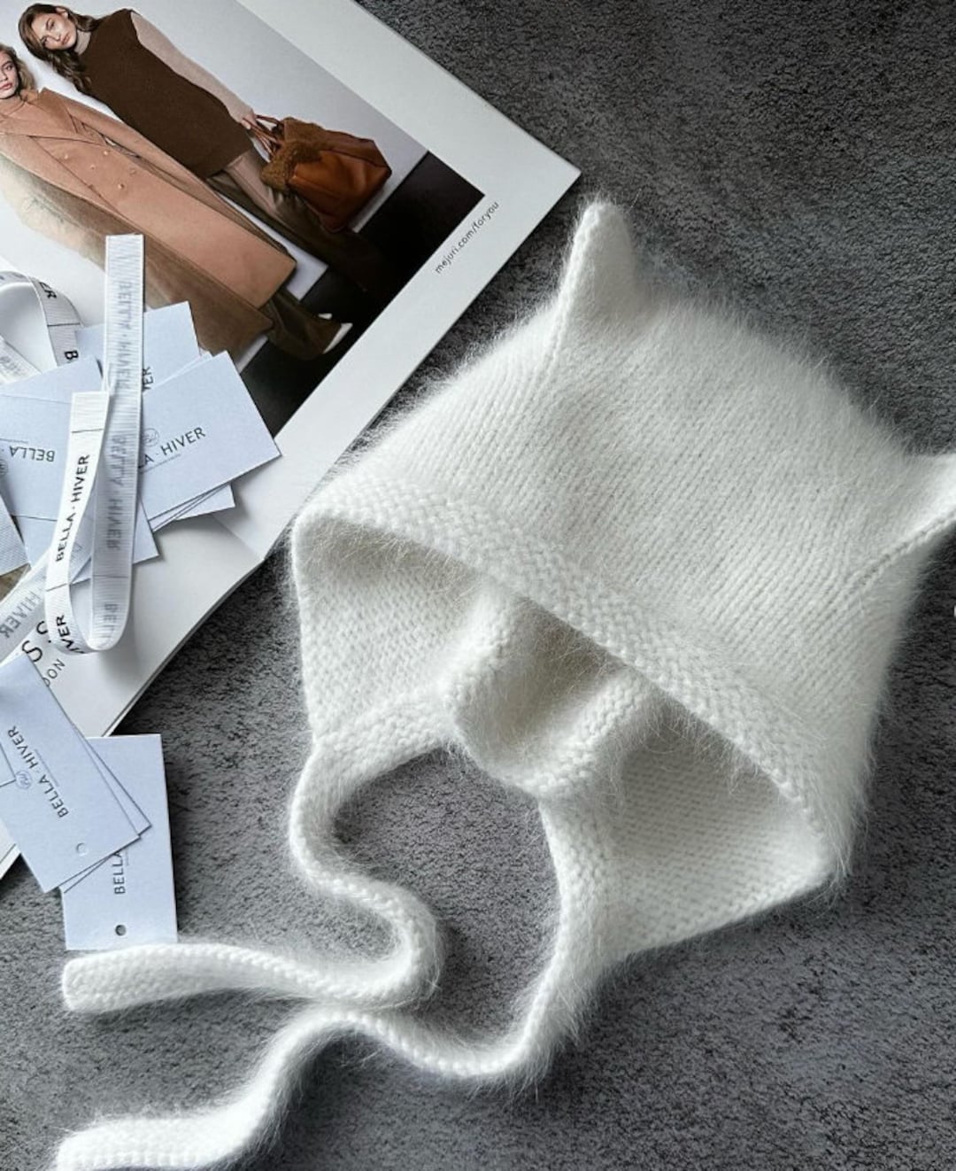 Knitted Women's Bonnet From a Mixture of Wool and Angora, Mohair, Kitty ...