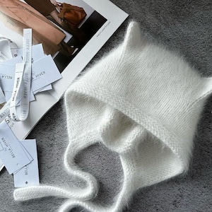 Fluffy Winter Bonnet, Mustard Handmade Bonnet, Yellow Bonnet, Hand ...