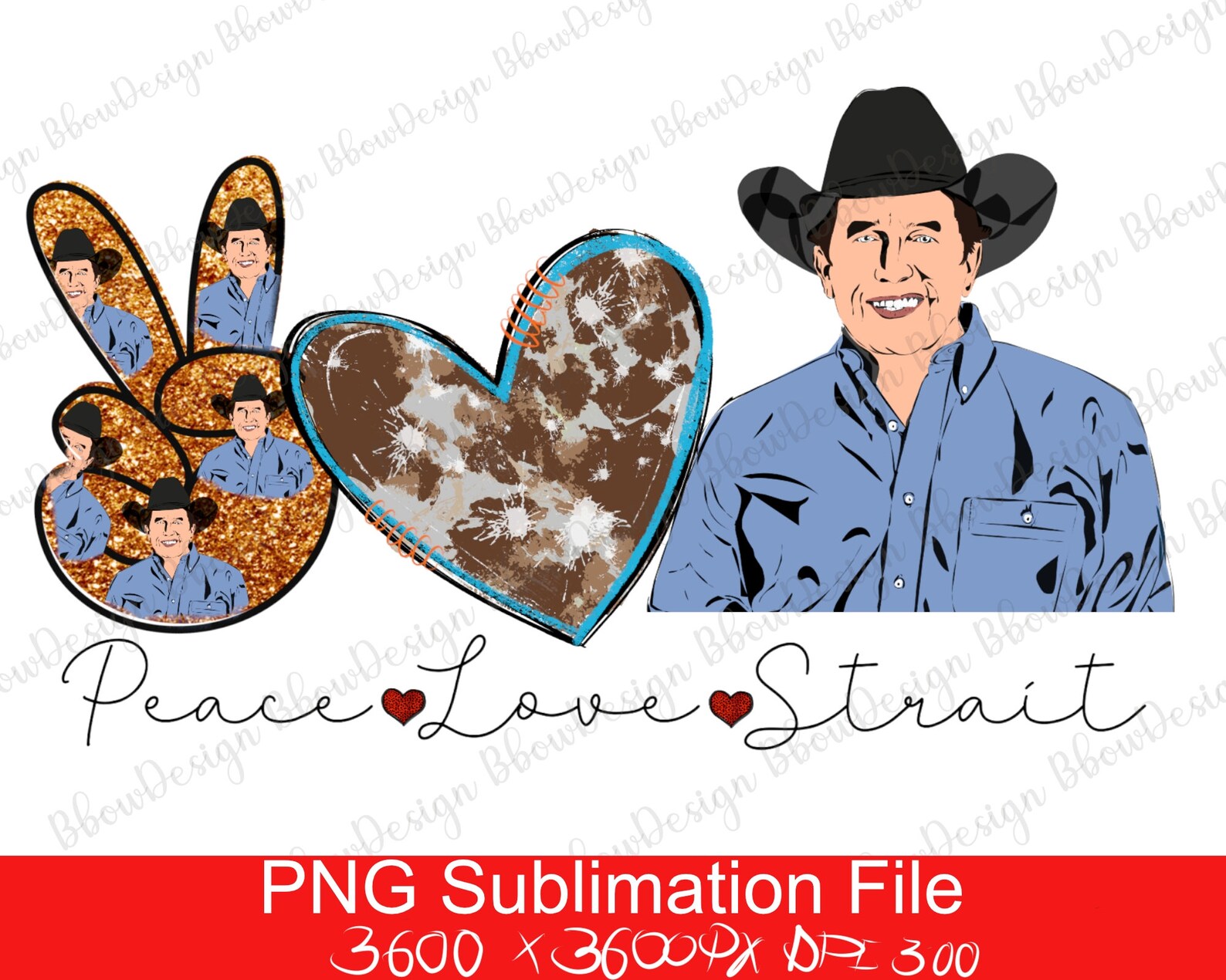 Peace Love George Strait PNG SublimationGeorge Strait Cartoon | Etsy