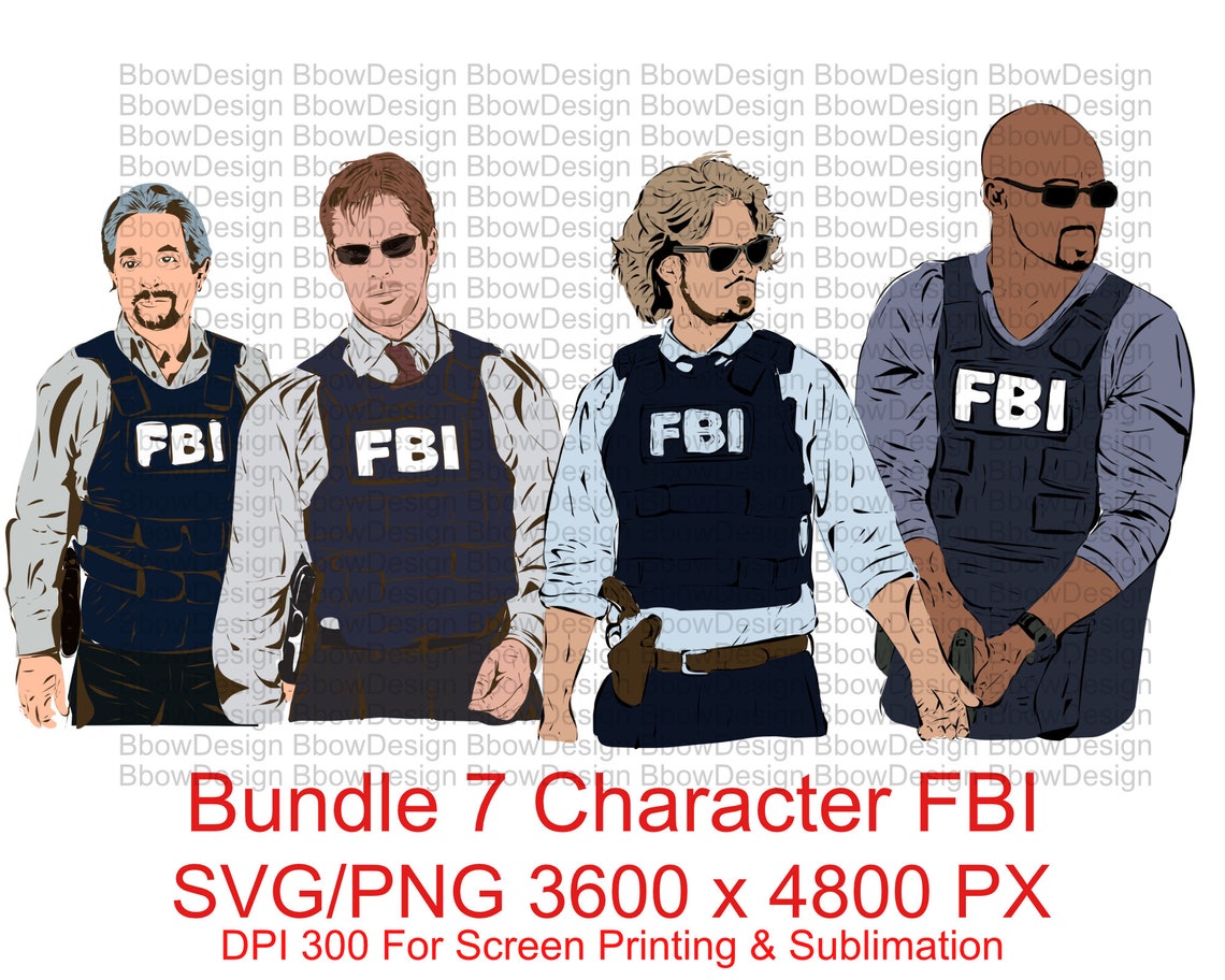 Bundle Set 7 Characters FBI Cartoon Drawing SVGPNG filesfbi | Etsy