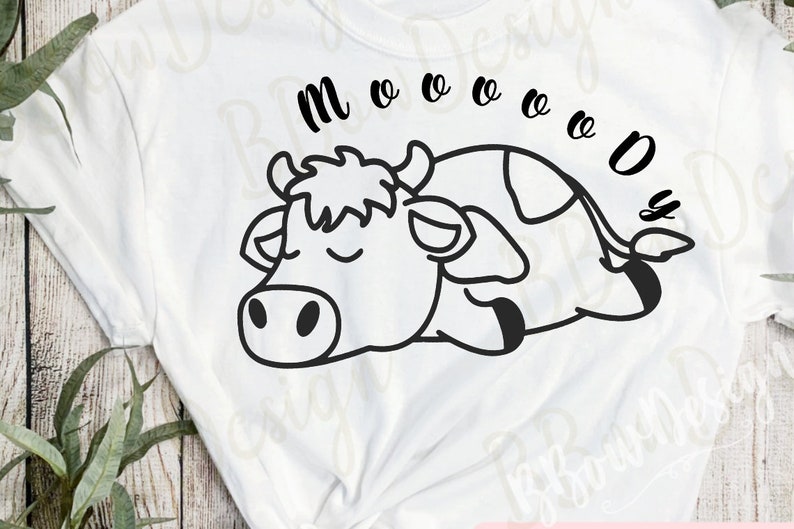 Moody Cow SVG Png Eps Moo Cow Sleeping Cow Mood Animal | Etsy