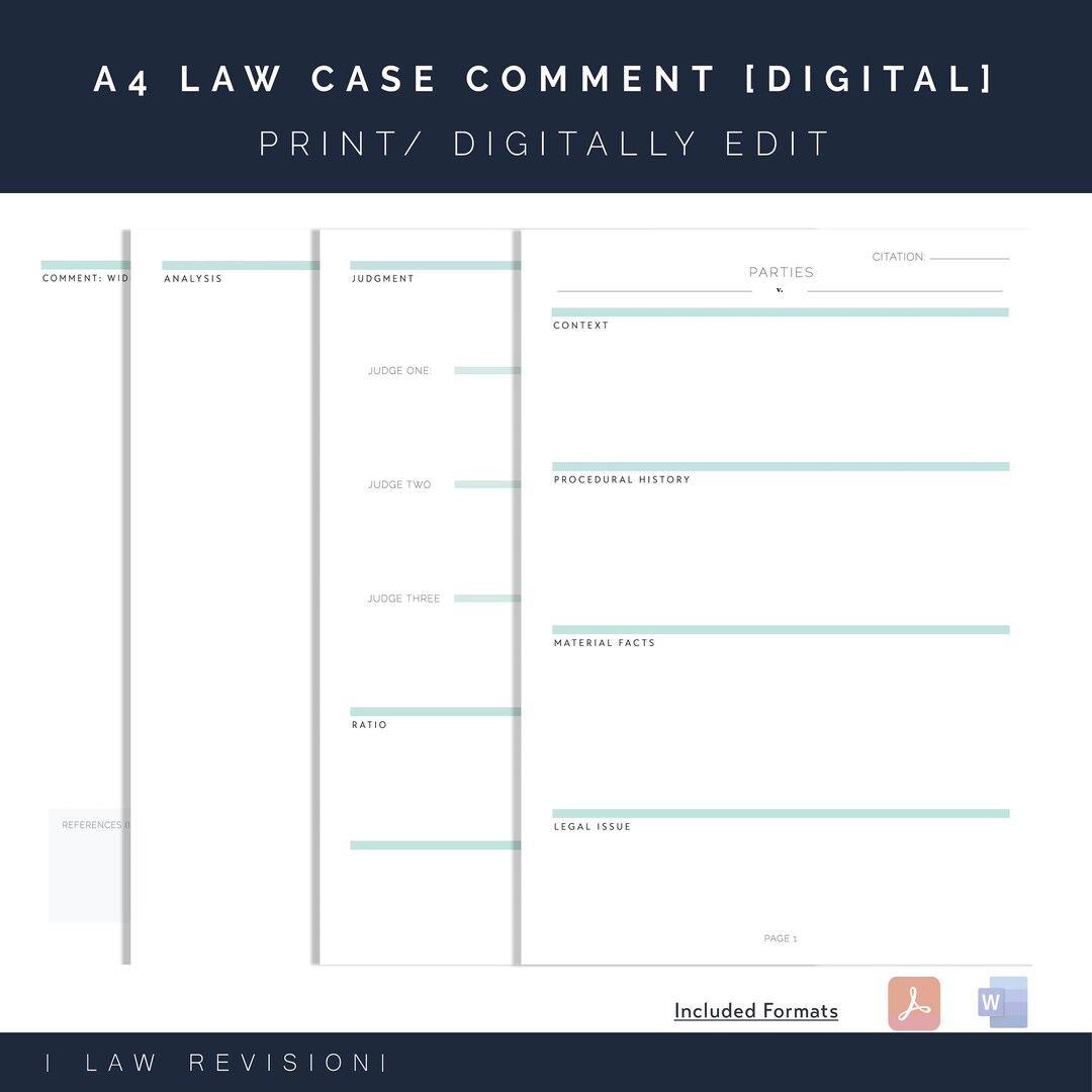 A4 CASE COMMENT BOOKLET - Pdf / Word Versions - Digital Only - Etsy