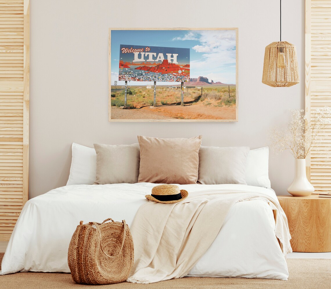 Welcome To Utah Wall Art Utah Desert Print Utah Stateline | Etsy