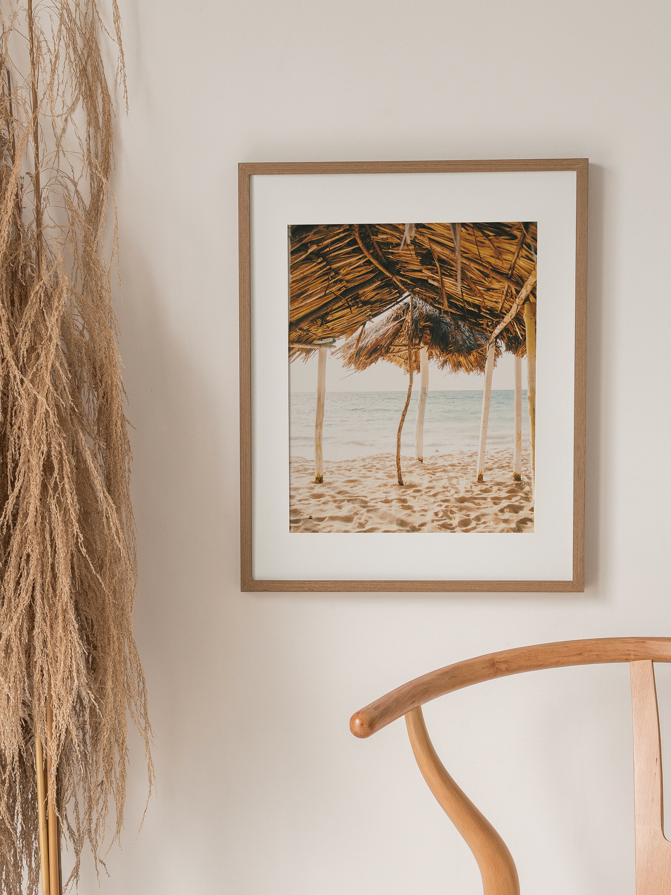 Straw Roof Cabana on Beach, Coastal Resort Print, Beach Cabana Wall Art ...