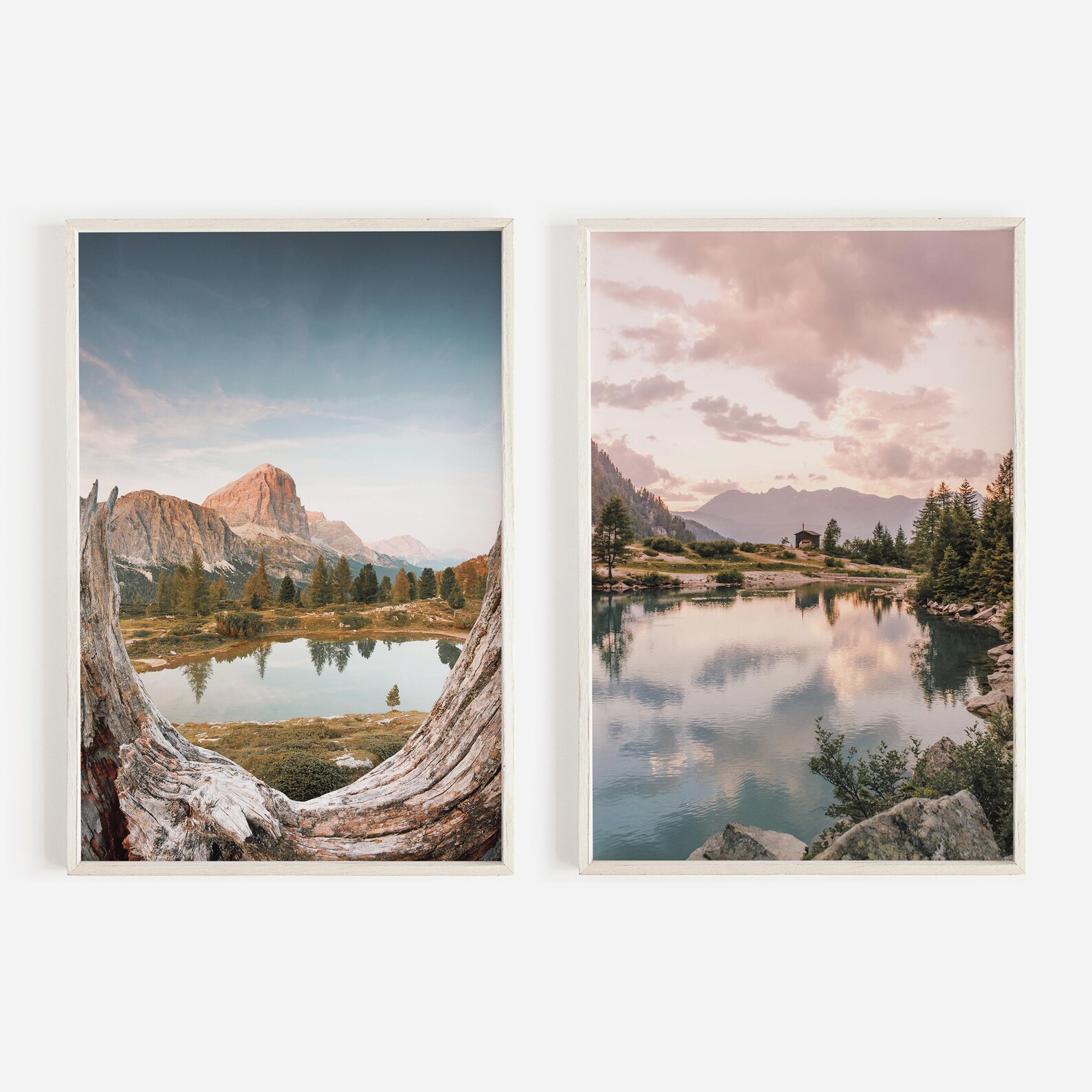 Summer Mountain Lake Print Set of 2, Alpine Lake Photography, Rustic ...