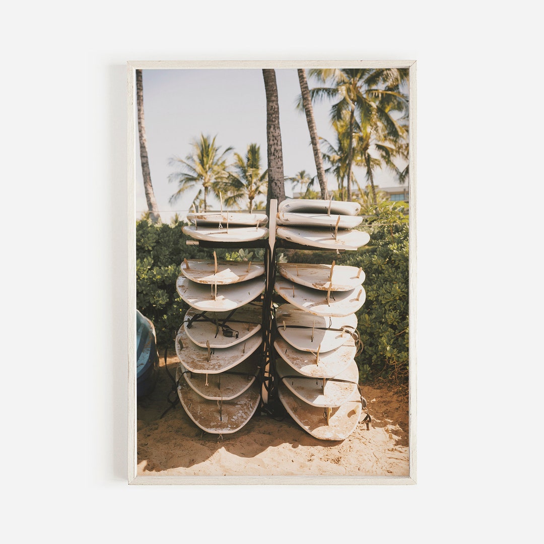 Surfboard Rental Stand, Tropical Vacation, Surf Board Decor, Beach Wall ...