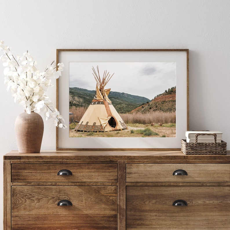 Tipi Wall Art, Colorado Poster, Native American Tipi, Horizontal Wall ...