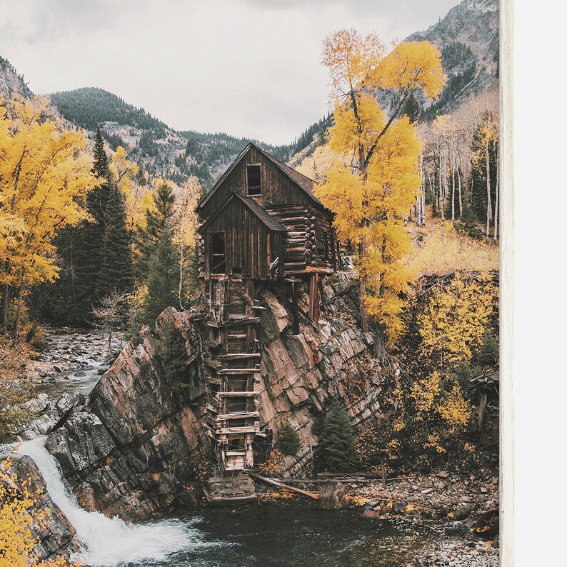 Mining Cabin in Colorado, Creekside Cabin Photo, Cabin in Autumn Trees ...