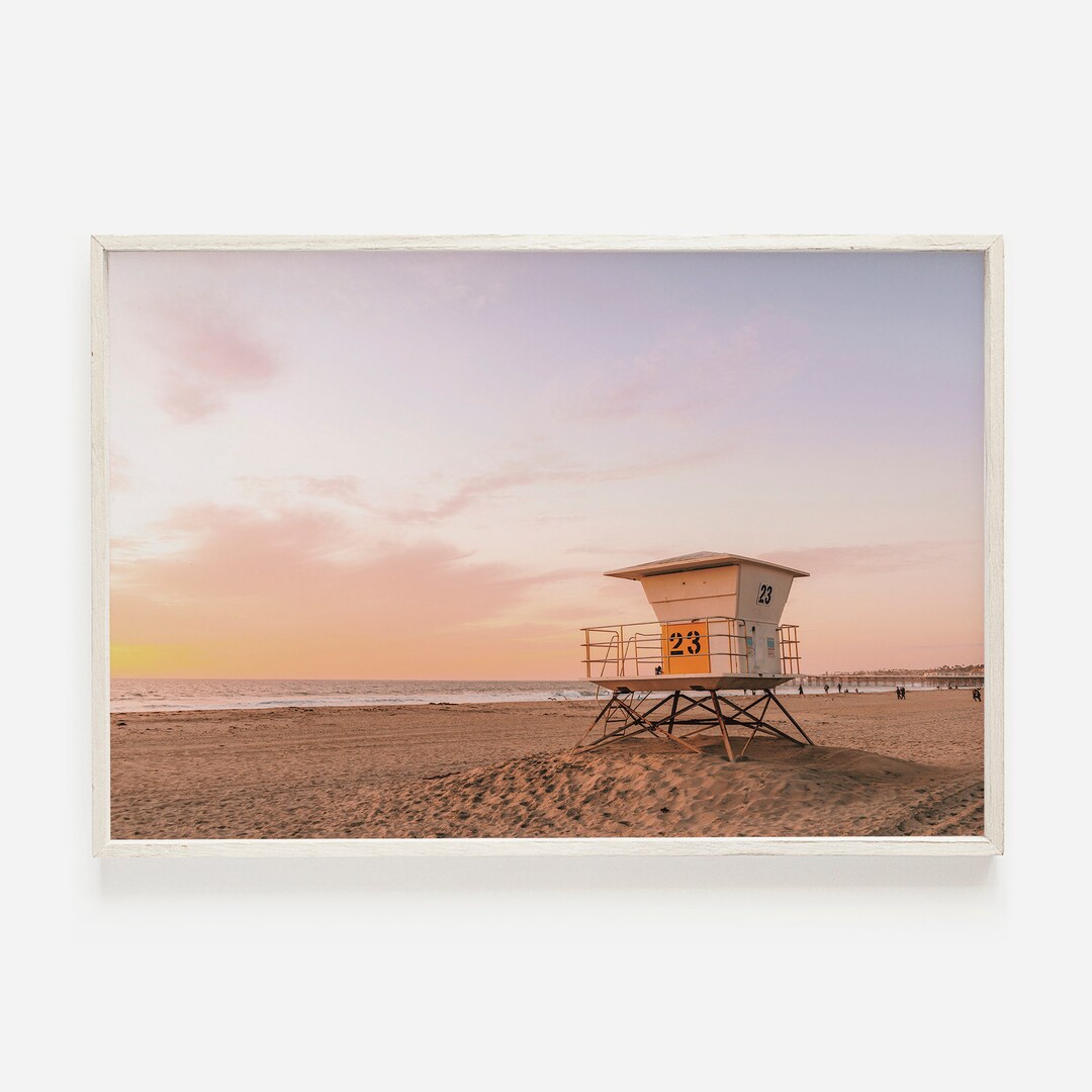 Lifeguard Tower During Golden Hour, California Lifeguard, Peachy Sunset ...