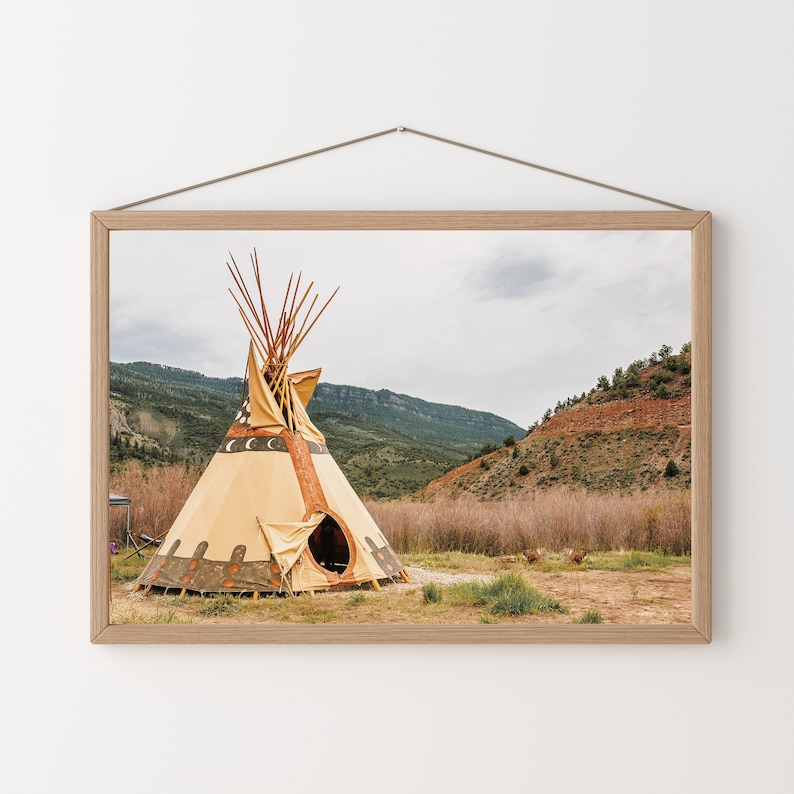 Tipi Wall Art, Colorado Poster, Native American Tipi, Horizontal Wall ...
