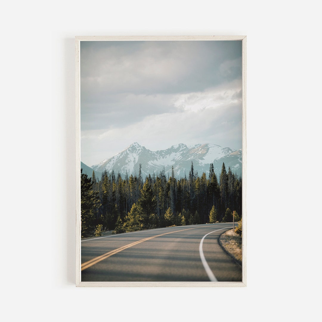 Rustic Mountain Scenery, Montana Highway View, Snow Capped Mountains ...
