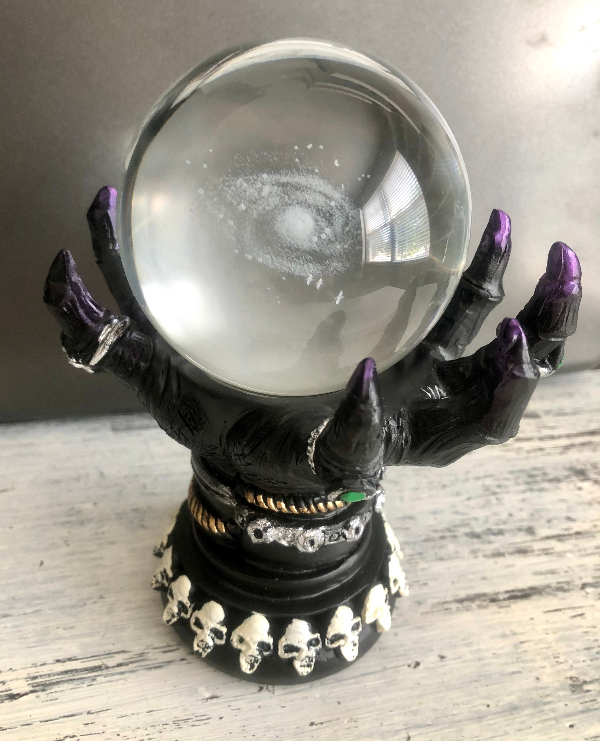 Glass Galaxy Sphere on Claw Hand Stand - Etsy