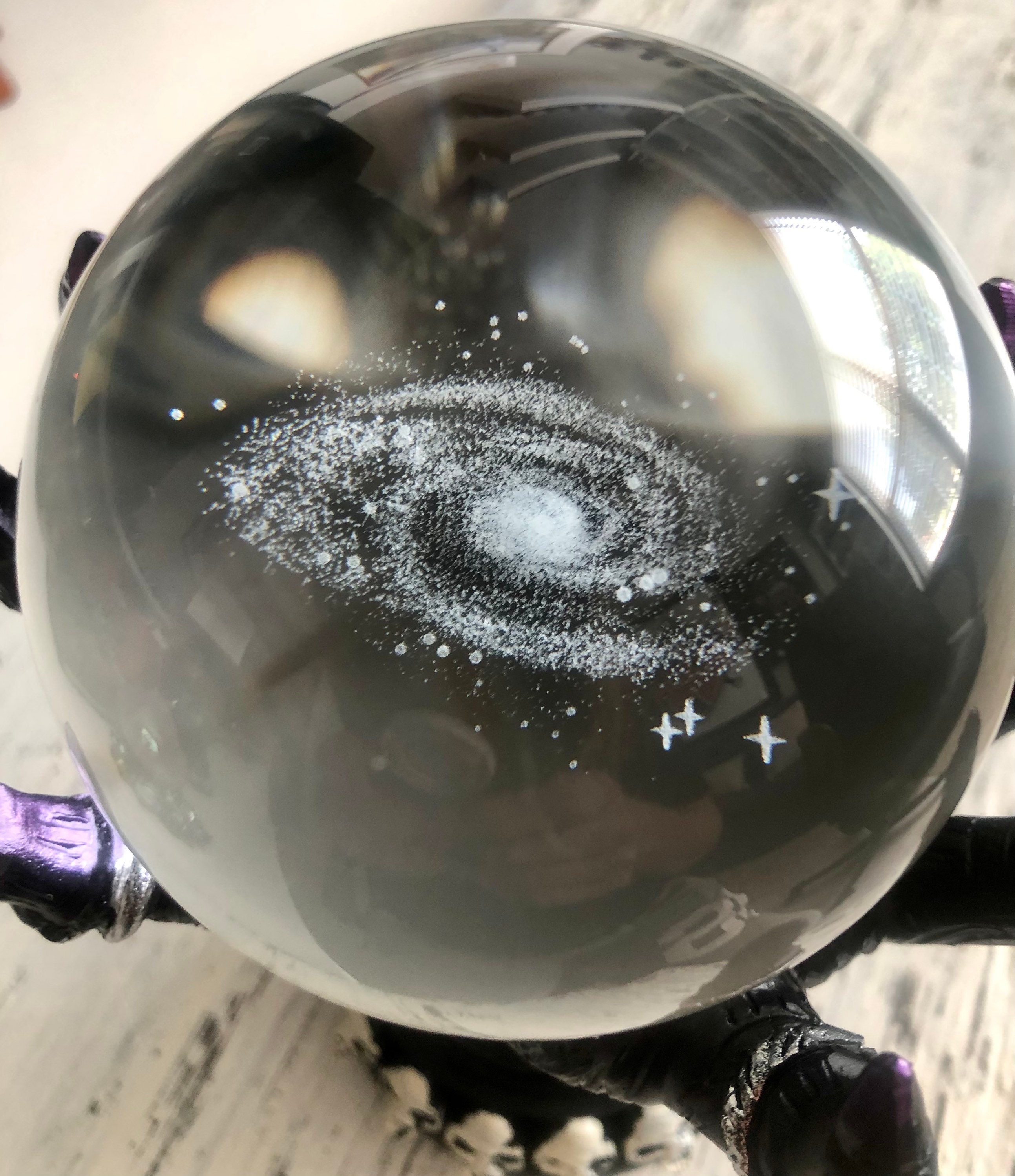 Glass Galaxy Sphere on Claw Hand Stand - Etsy