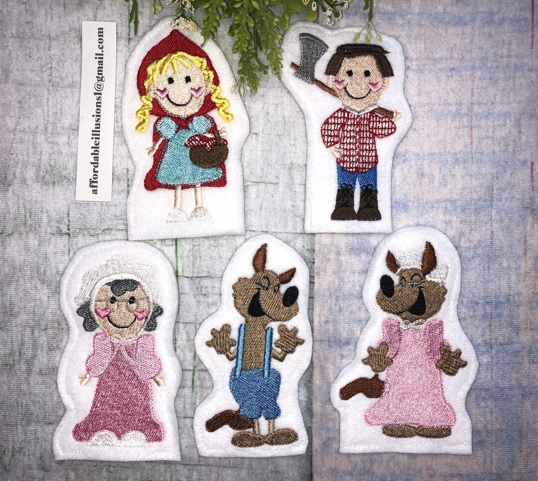 Little Red Riding Hood Inspired, Finger Puppets, Pretend Play, Felt ...
