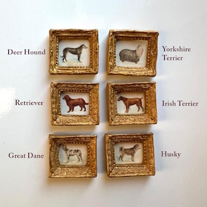 Extra Tiny Dog Miniature Framed Artwork for Vintage Dollhouse Decor - Etsy