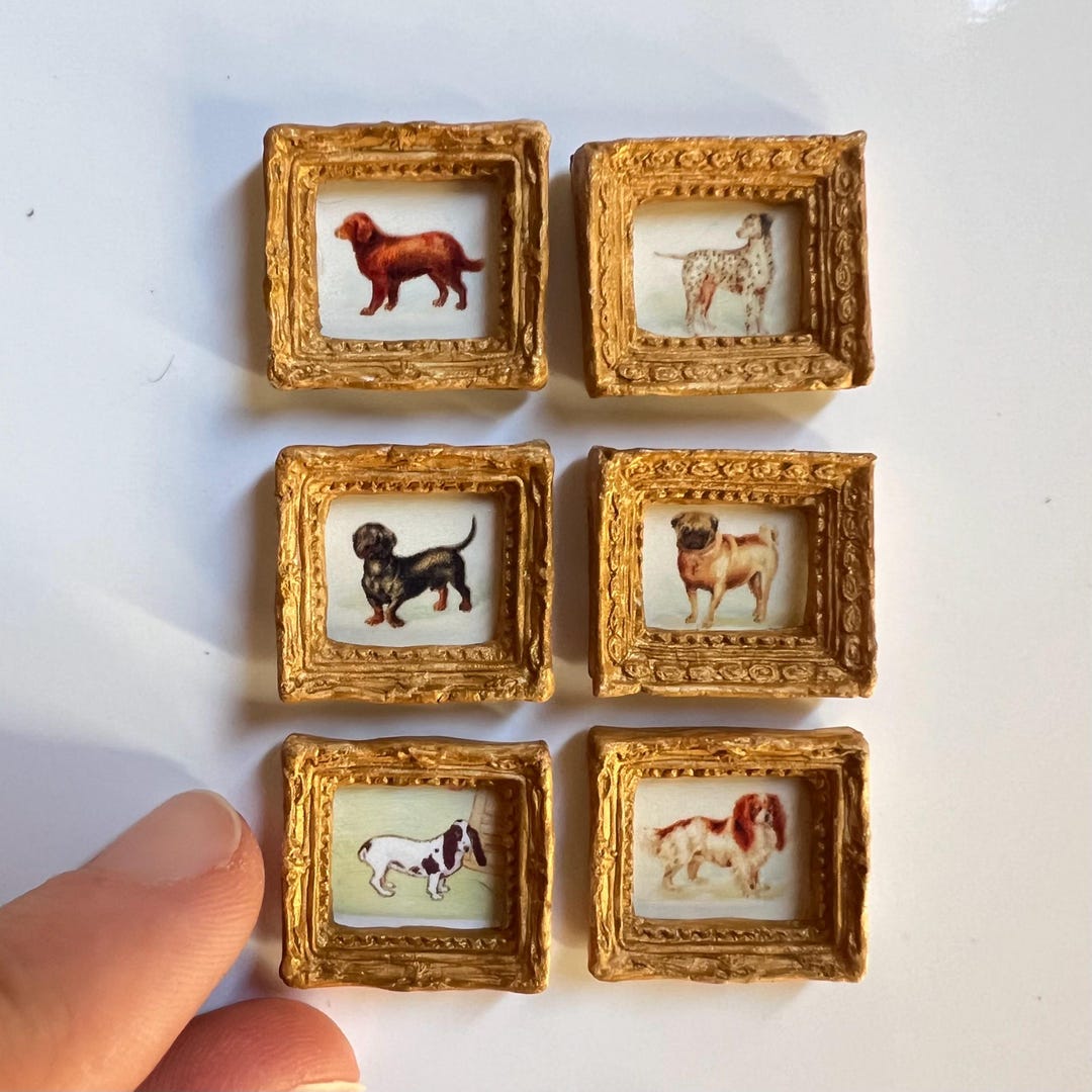 Extra Tiny Dog Miniature Framed Artwork for Vintage Dollhouse Decor - Etsy