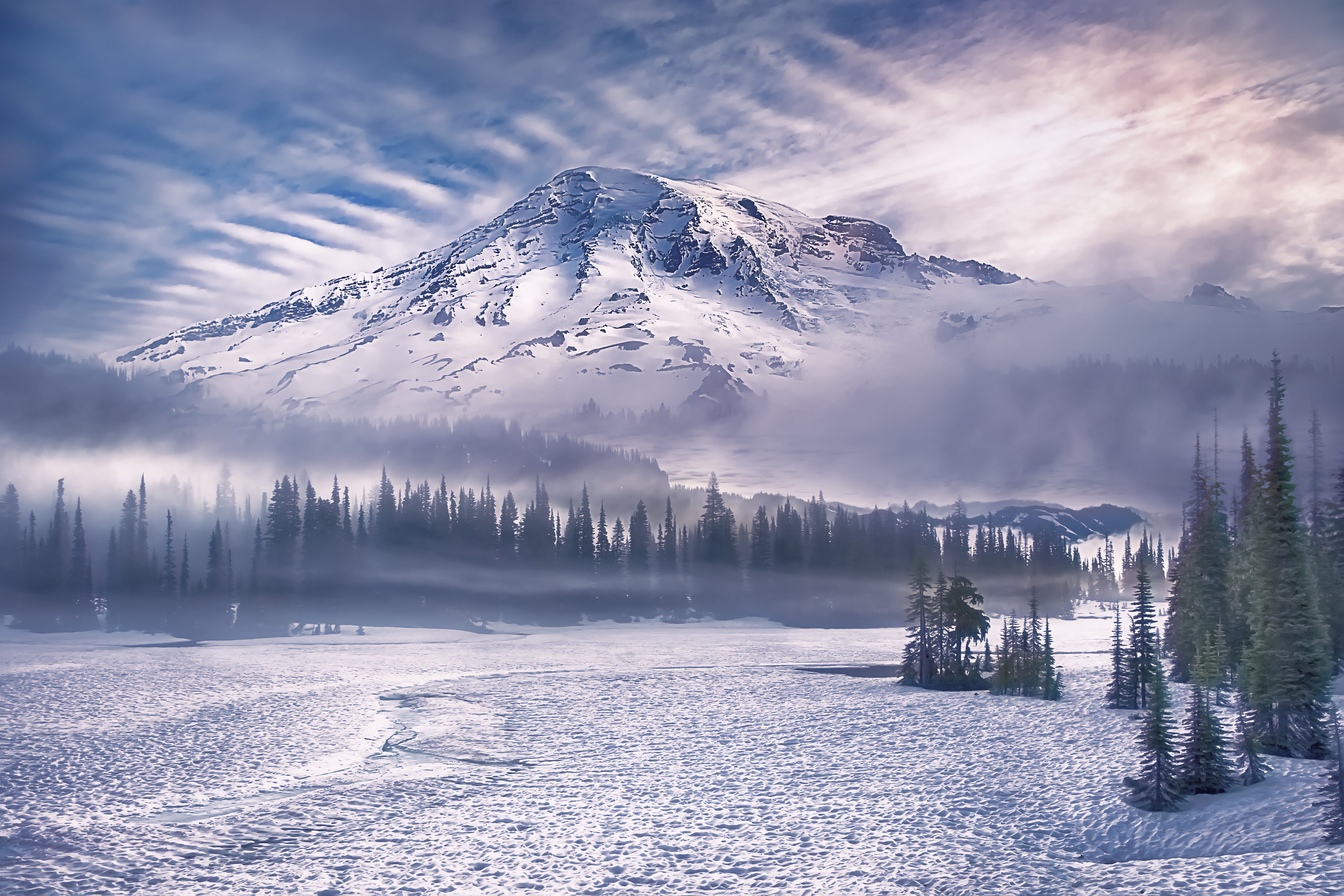 Mount Rainier Winter Wallpaper