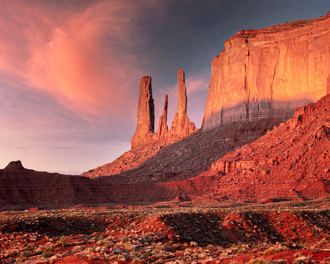 Monument Valley Print: Three Sisters Rock Formation, Utah Travel ...