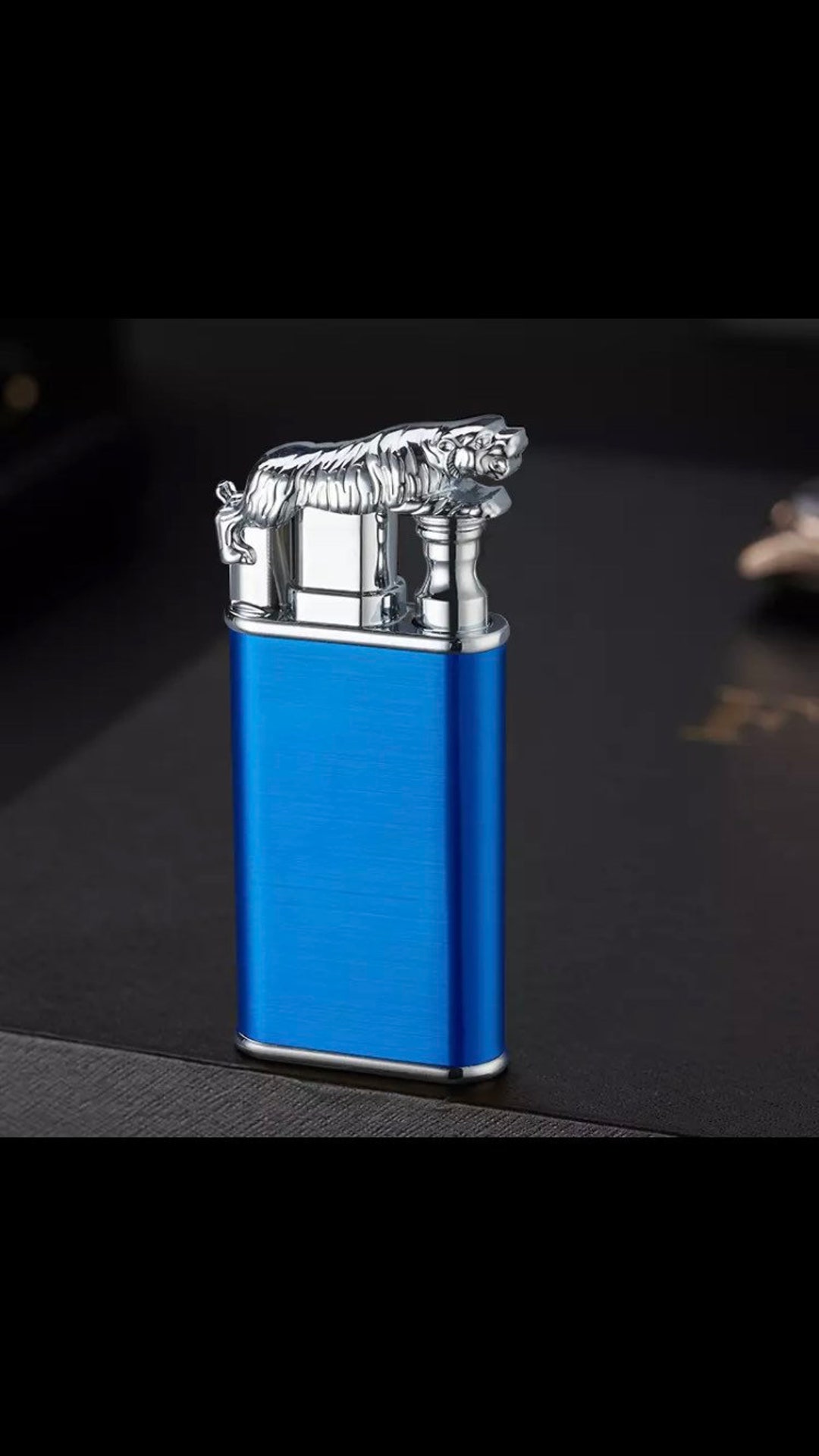 Tiger Double Blue Flame Metal Lighter Creative Direct Windproof Open ...