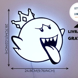 King Boo Lamp, Room Decor, Wall Lamp, Bedside Lamp, Neon, Nintendo ...