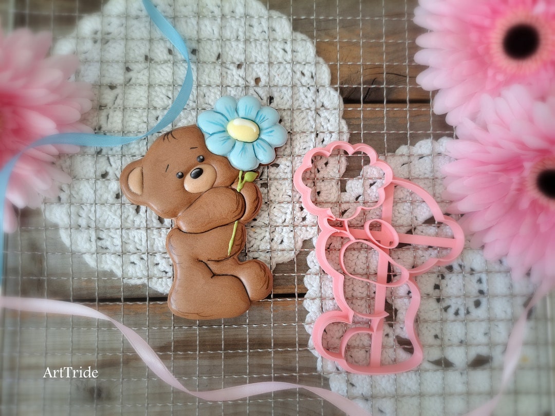 Teddy Bear Cutter With a Flower - Etsy