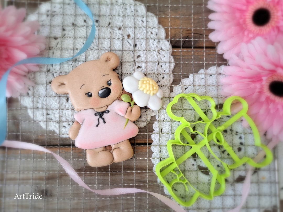 Teddy Bear Cutter With a Flower - Etsy