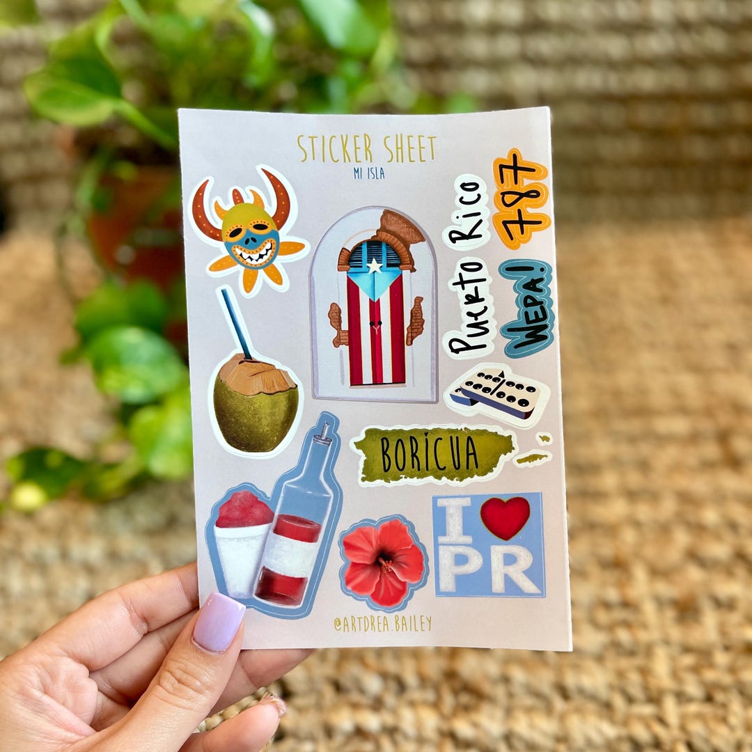 Mi Isla Sticker Sheet | Puerto Rico | Piragua | Boricua | Vejigante ...