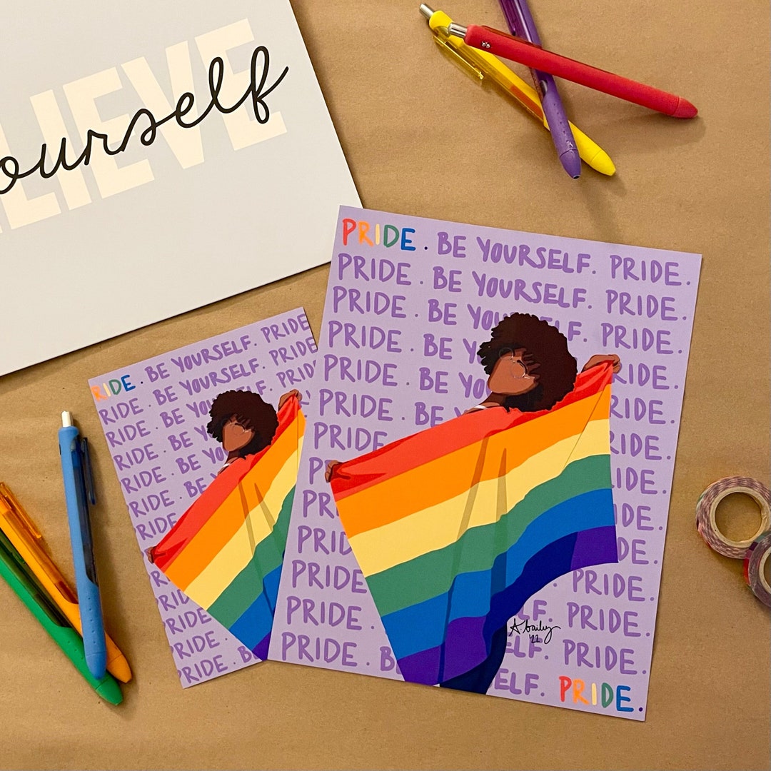 Be Yourself Art Print | BIPOC LGBTQ+ Art | Pride Month | Pride Flag ...