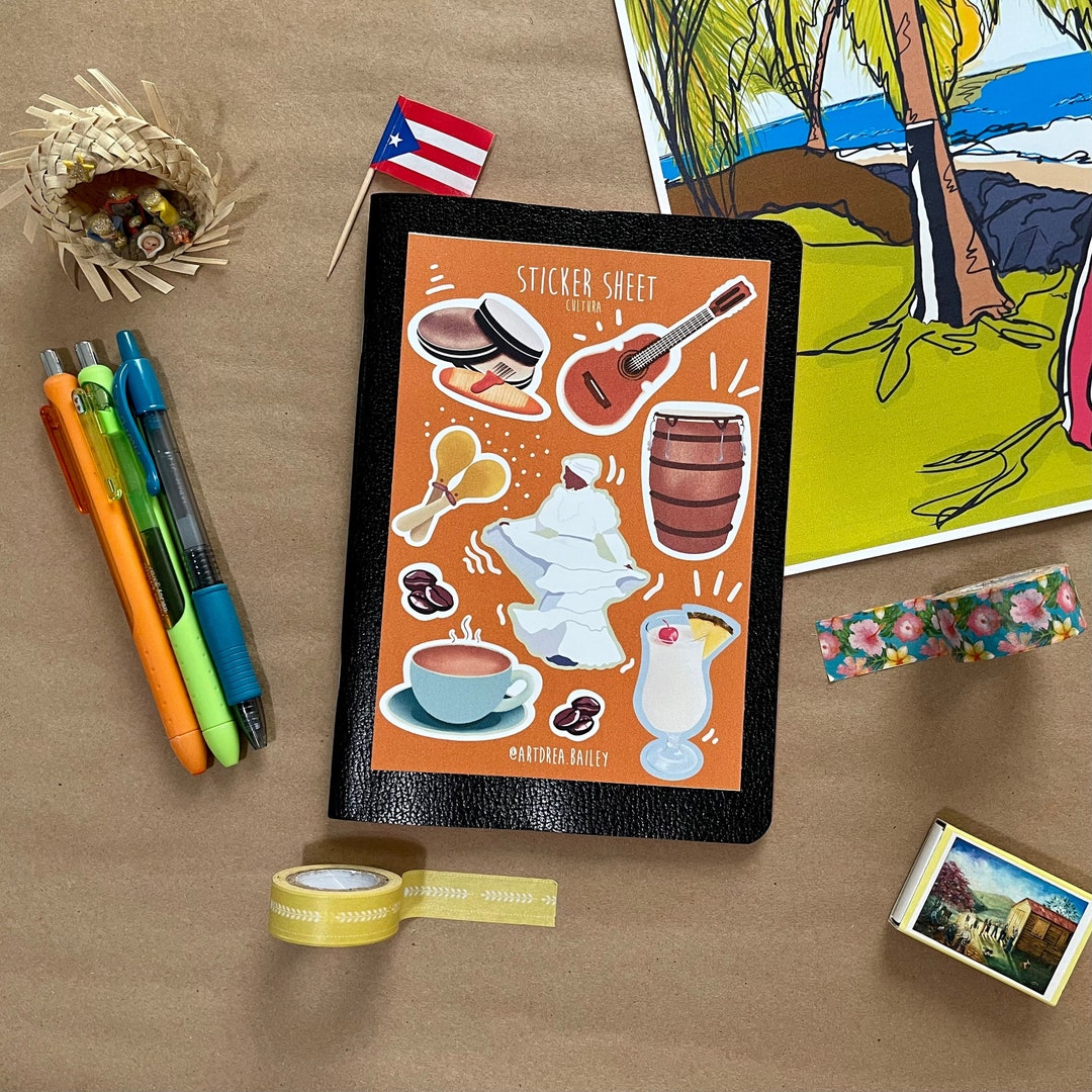 Cultura Sticker Sheet Música Puerto Rico Bomba Plena Cafe Coffee Dance ...