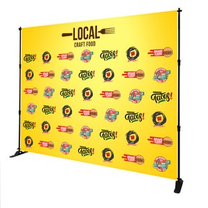 STAND INCLUDED Custom Logo Backdrop Banner, Step and Repeat Business ...
