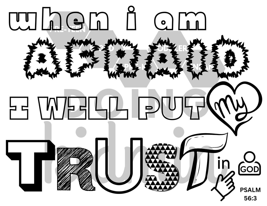 Coloring Sheet.psalm 56:3 - Etsy
