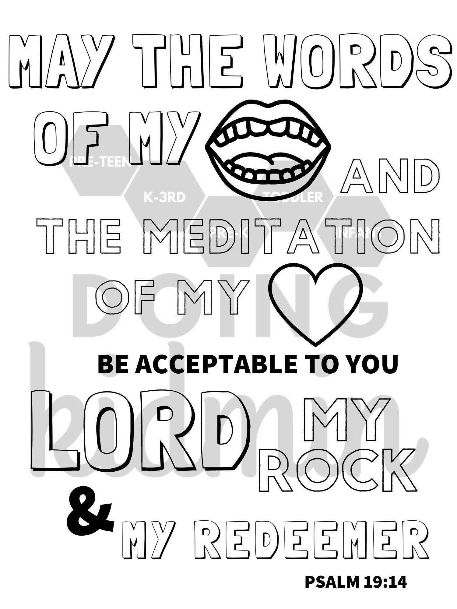 Coloring Sheet.psalm 19:14 - Etsy