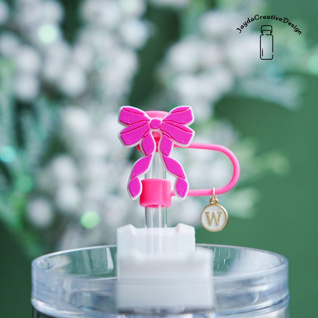 Ribbon Bow Stanley Cup Straw Topper,rose Pink Bow Tie Straw Hat ...