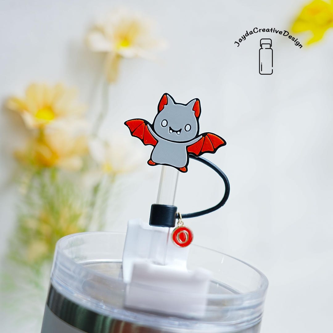 3D Printed Bat Drink Straw Topper,bat Straw Cap Cover With Letters ...