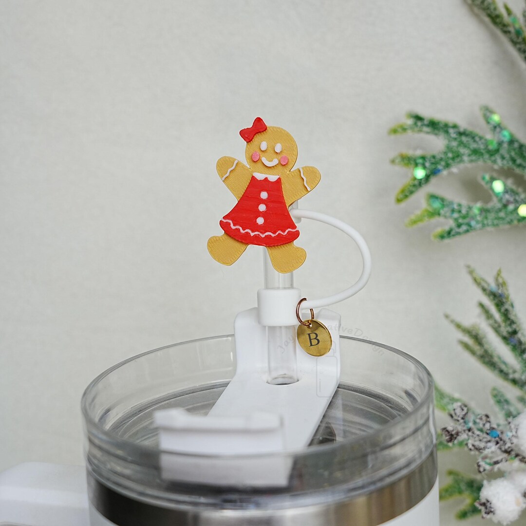 Lovely Gingerbread Man Straw Topper, Christmas Gingerbread Man Straw ...