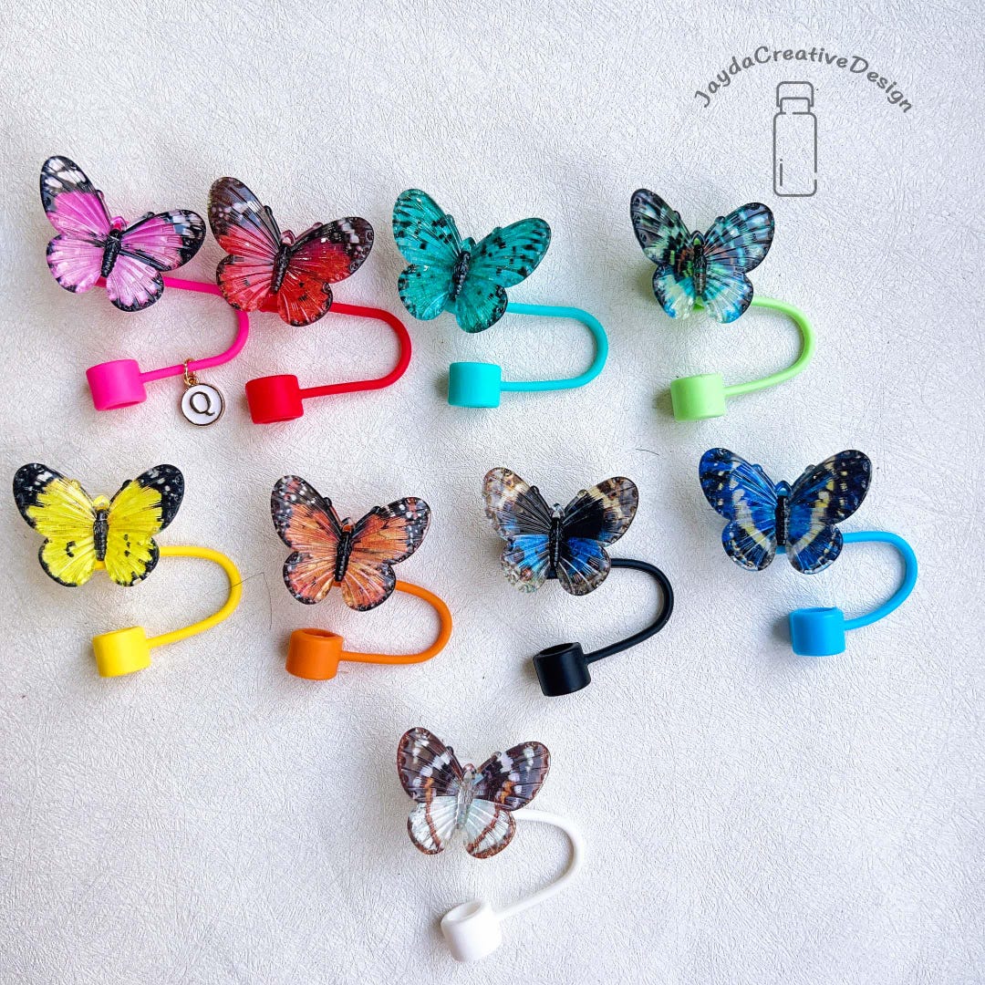 Butterfly Straw Toppers for Girls,lovely Butterfly Straw Cover,10 Mm ...