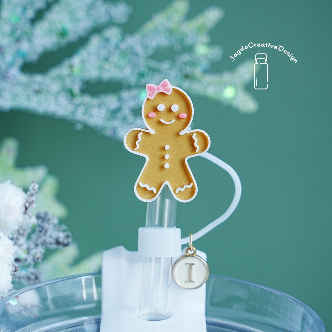 Gingerbread Man Straw Cover,personalized Straw Topper With Letters ...