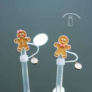 Gingerbread Couple Stanley Straw Cover,christmas Gingerbread Straw Hat ...
