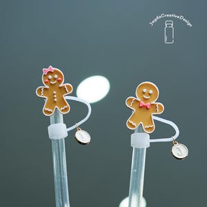 Gingerbread Couple Stanley Straw Cover,christmas Gingerbread Straw Hat ...